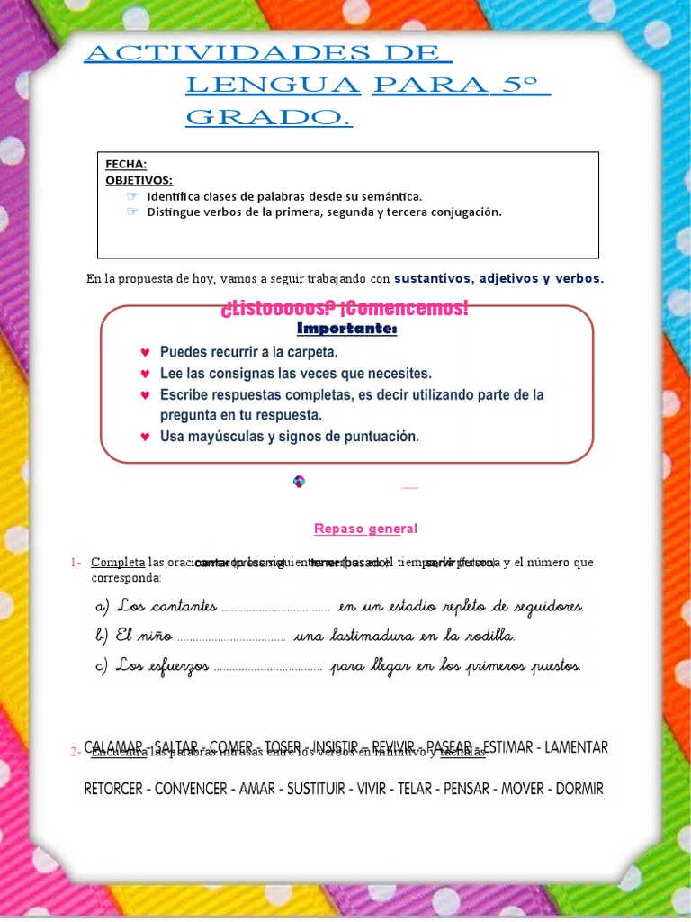 Lengua 5° Grado A, B, C y D - 13-09 Al 24-09 | PDF