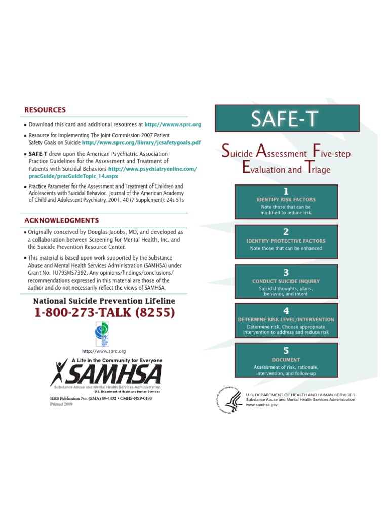 SAFE-T Suicide Assessment Overview | PDF | Suicide | Psychiatry