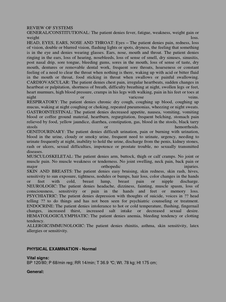 !physical Examination Normal | PDF | Cough | Allergy