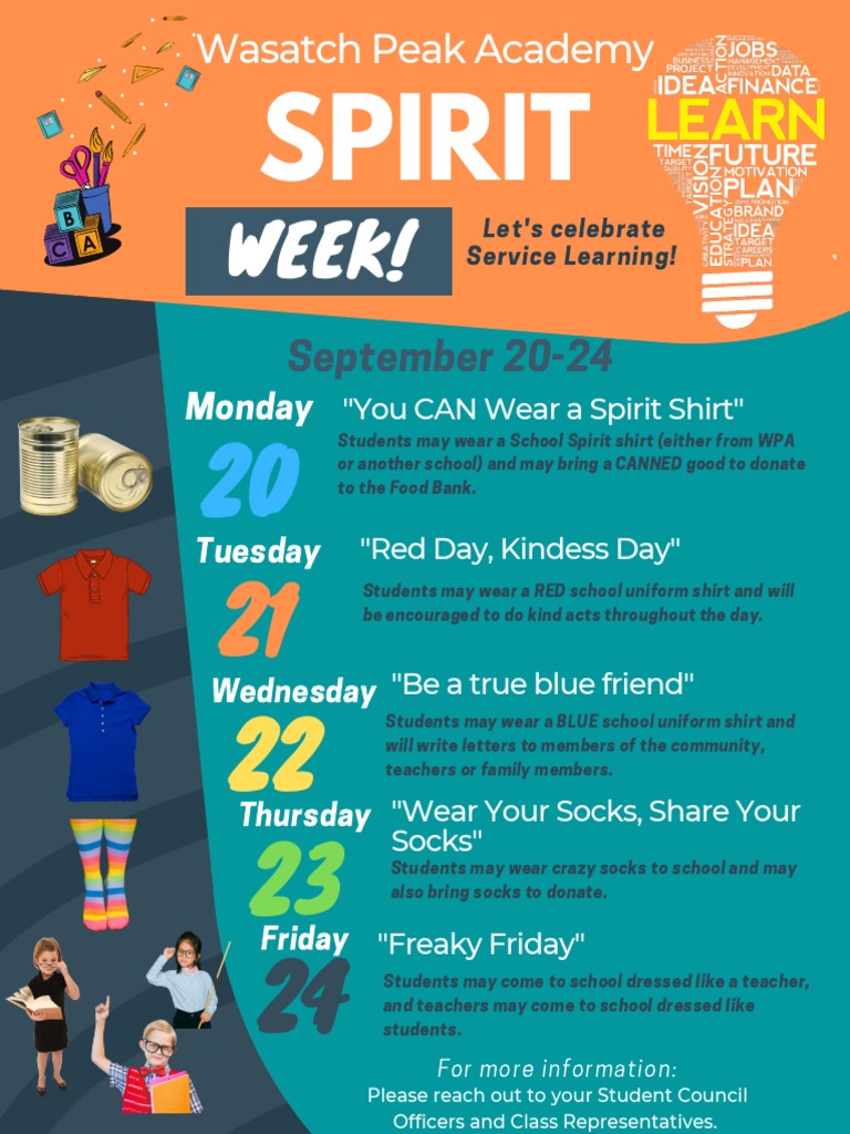 Wpa Spirit Week 2021-2022 Large | PDF