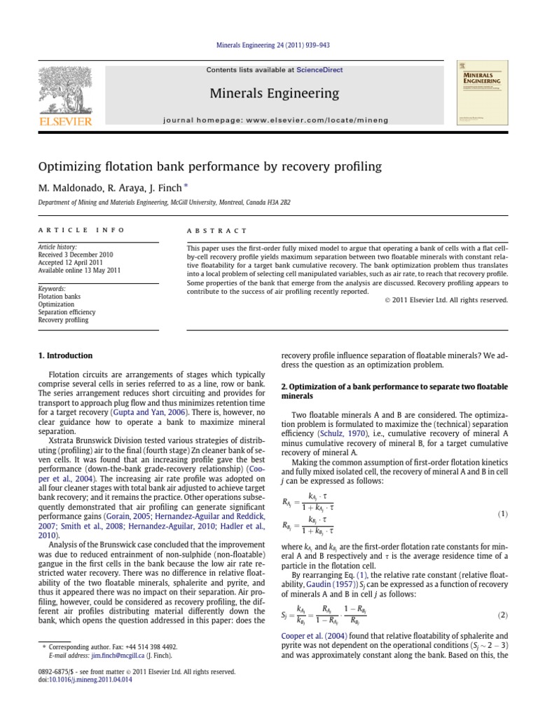 Optimizing Flotation Bank Performance with Recovery Profiling | PDF | Mathematical Optimization ...