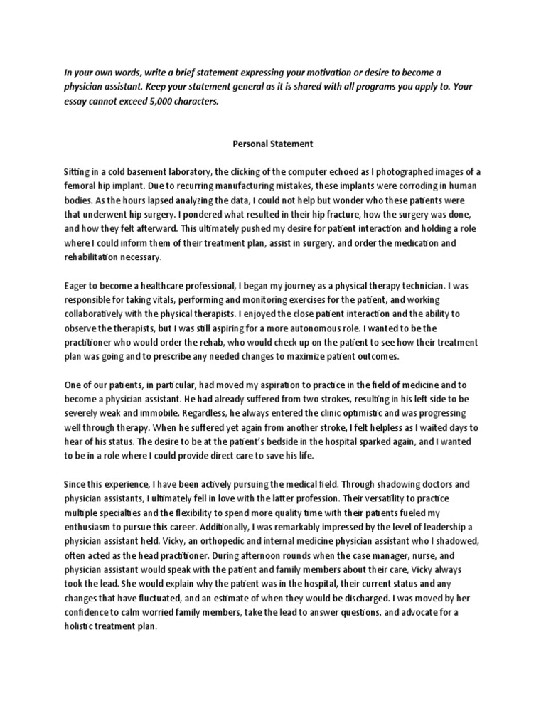 2021 Personal Statement 2 | PDF | Physical Therapy | Physician