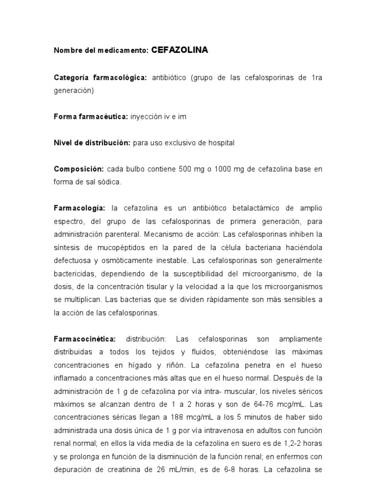 Cefazolina Iny | PDF | Penicilina | Medicamentos con receta