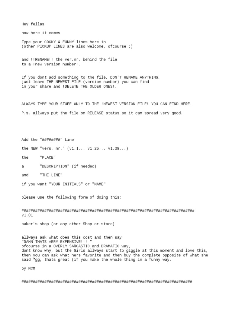 Cocky & Funny Pickup Lines Collection | PDF