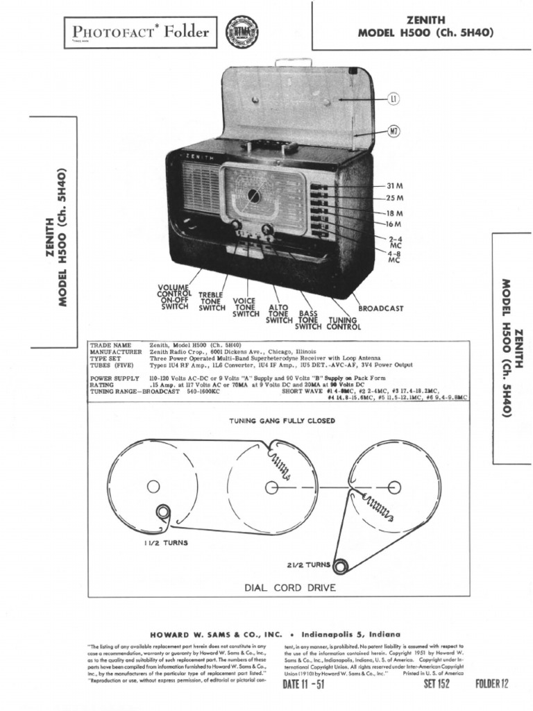 Zenith Transoceanic H500 Chassis 5H40 | PDF