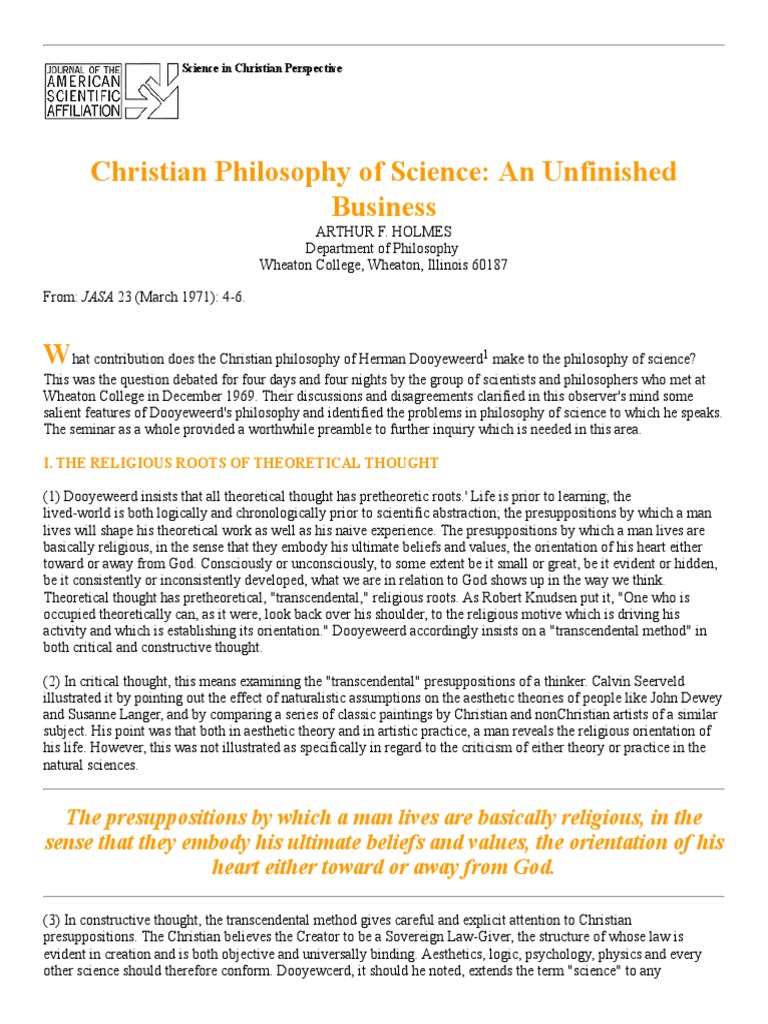 Science in Christian Perspective | PDF | Science | Theory
