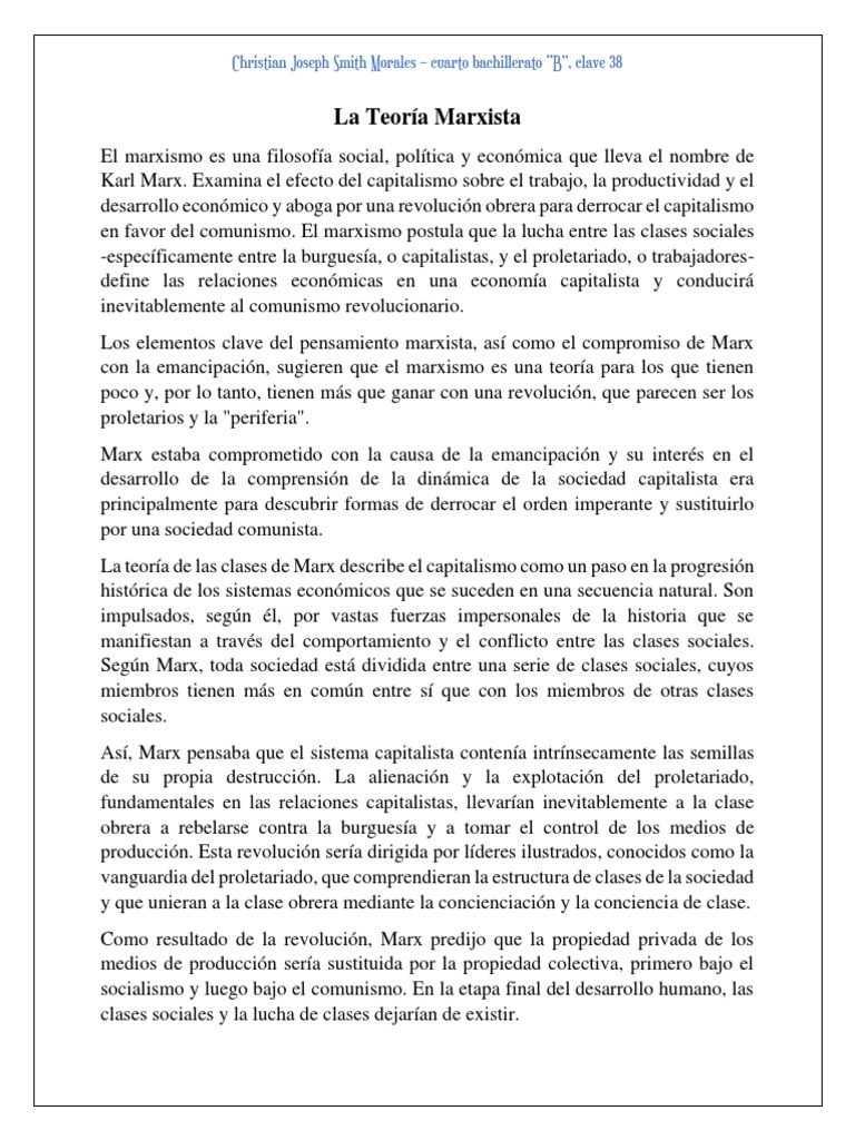 La Teoría Marxista | PDF | marxismo | Karl Marx