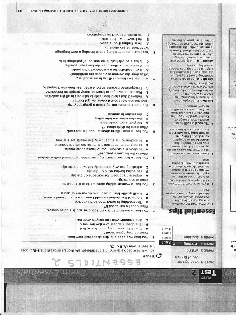 Essentials 2 Test 2 Listening | PDF