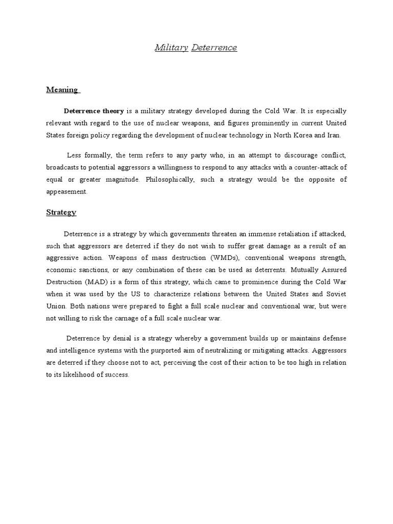 Military Deterrence | PDF | Deterrence Theory | Crime & Violence
