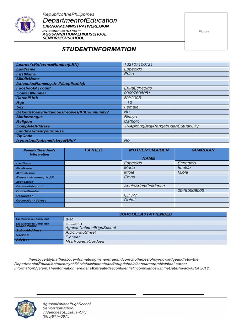 Enrollment Form Template New | PDF