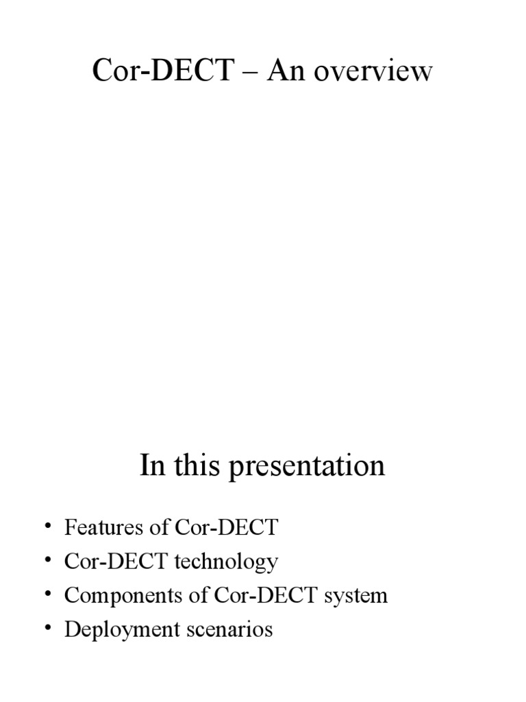 Cor-DECT - An Overview | PDF | Telecommunications Equipment | Computer ...
