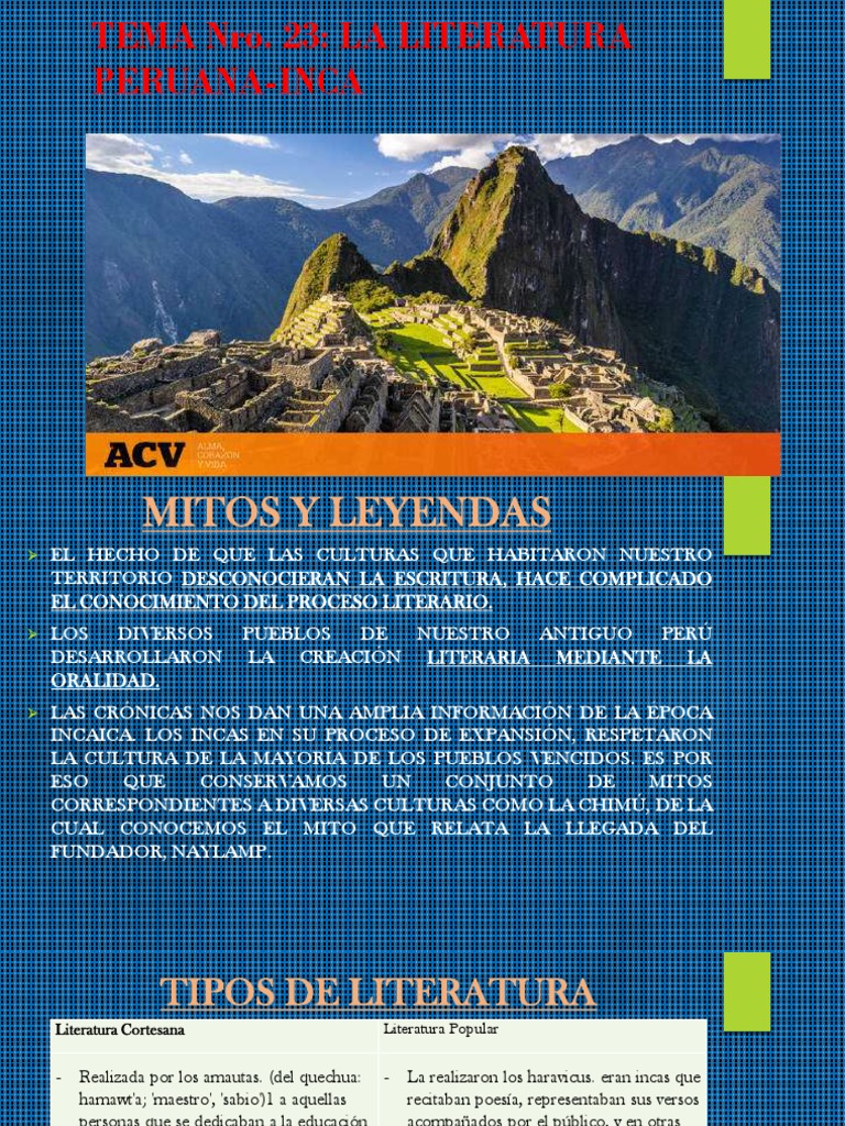 Tema 23 - Cuarto La Literatura Inca | PDF | Imperio Inca | Teatro