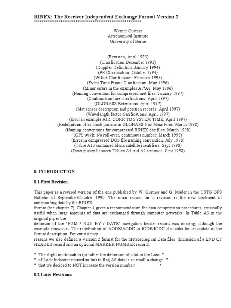 RINEX Format Description | PDF | Global Positioning System | File Format