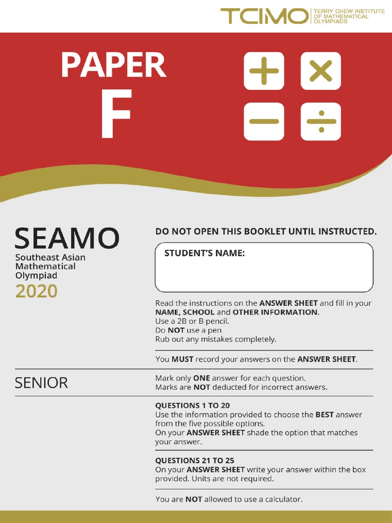 Paper F - 2020 | PDF | Circle | Prime Number