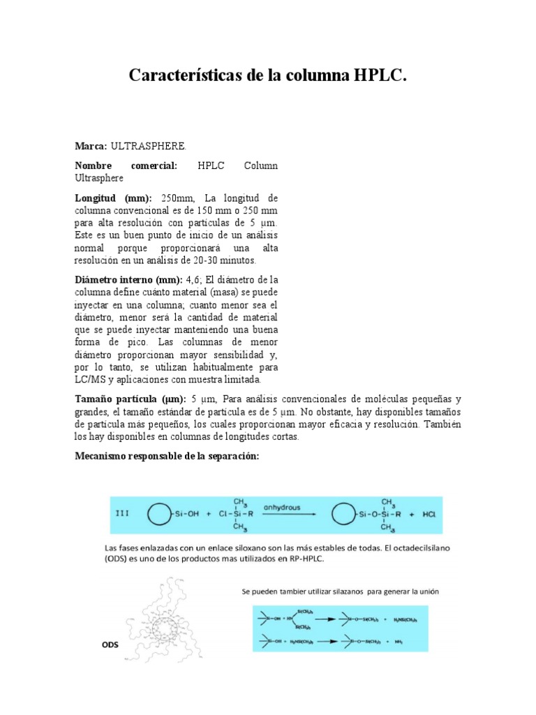 Características de La Columna HPLC | PDF
