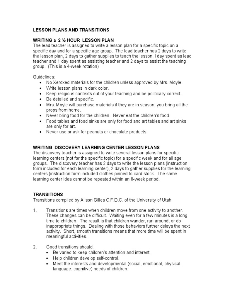Effective Lesson Plans and Transitions | PDF | Lesson Plan | Teachers