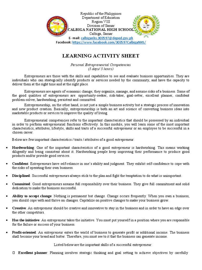 Learning Activity Sheet: Calbiganhs.303597@deped - Gov.ph | PDF ...