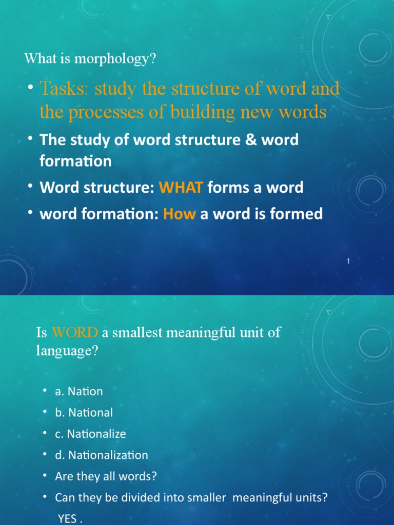 Tasks: Study The Structure of Word and The Processes of Building New ...