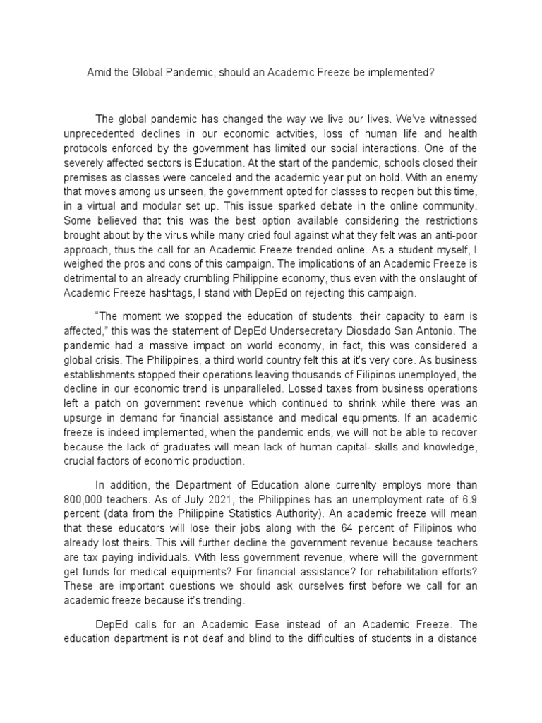 Academic Freeze | PDF | Philippines | Economies