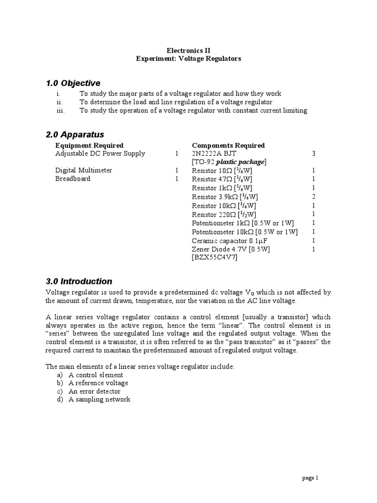 Understanding Voltage Regulators: A Study of Load and Line Regulation ...
