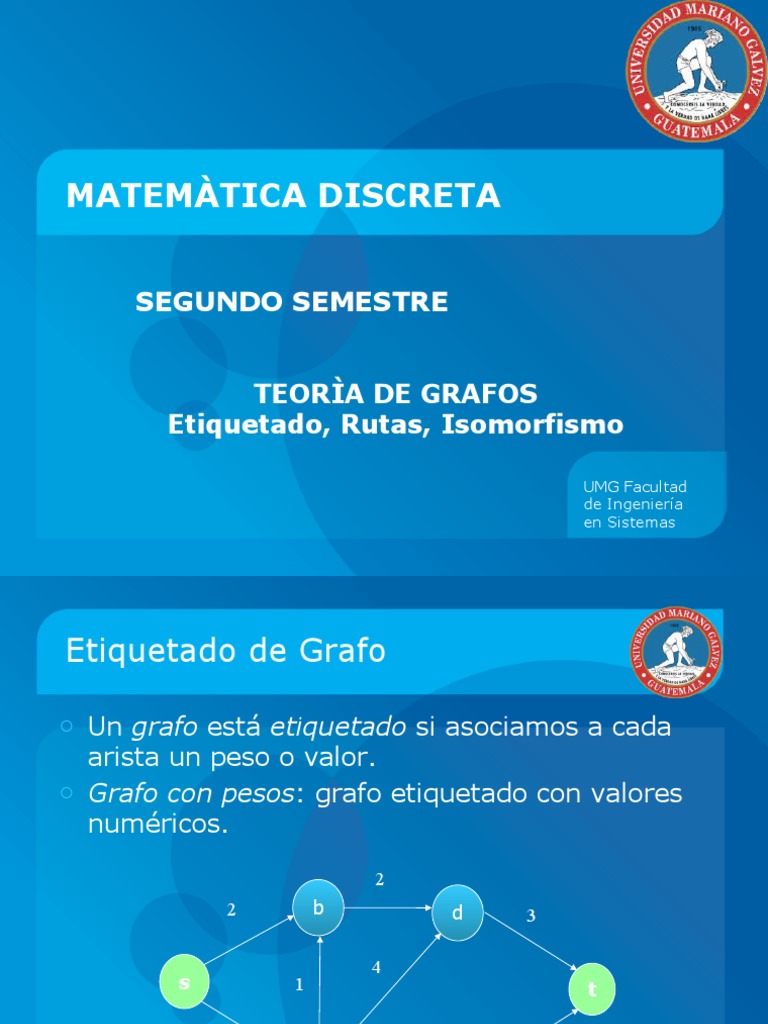 U4 - Clase 2 Grafos Etiquetado, Rutas, Isomorfismo | PDF | Vértice ...