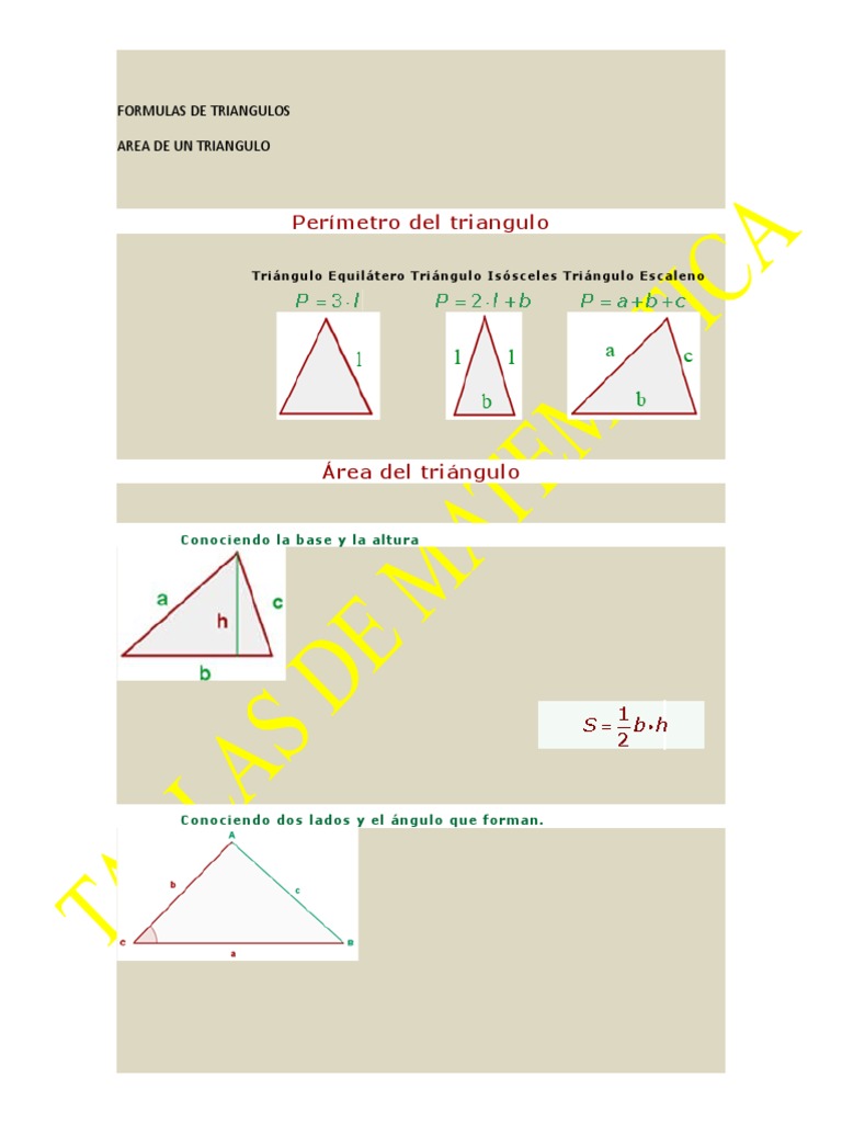 Formulas de Triangulos | PDF | Triángulo | Vector Euclidiano