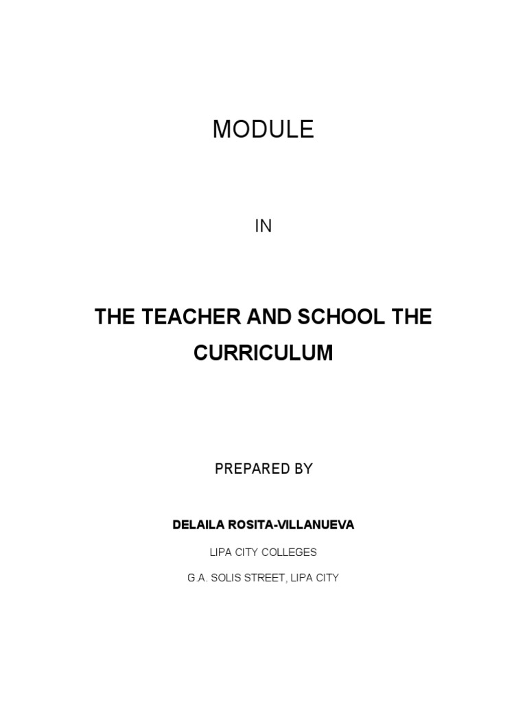 The Teacher and School The Curriculum: Prepared by | PDF | Curriculum ...