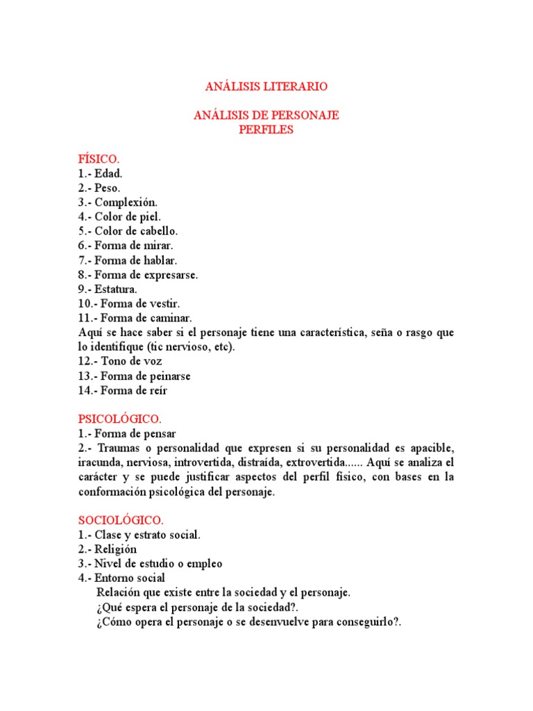 Anlisis de - Personaje | PDF | Conceptos psicologicos