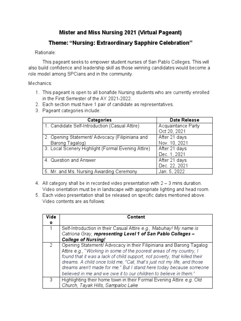 Mister and Miss Nursing 2021 | PDF