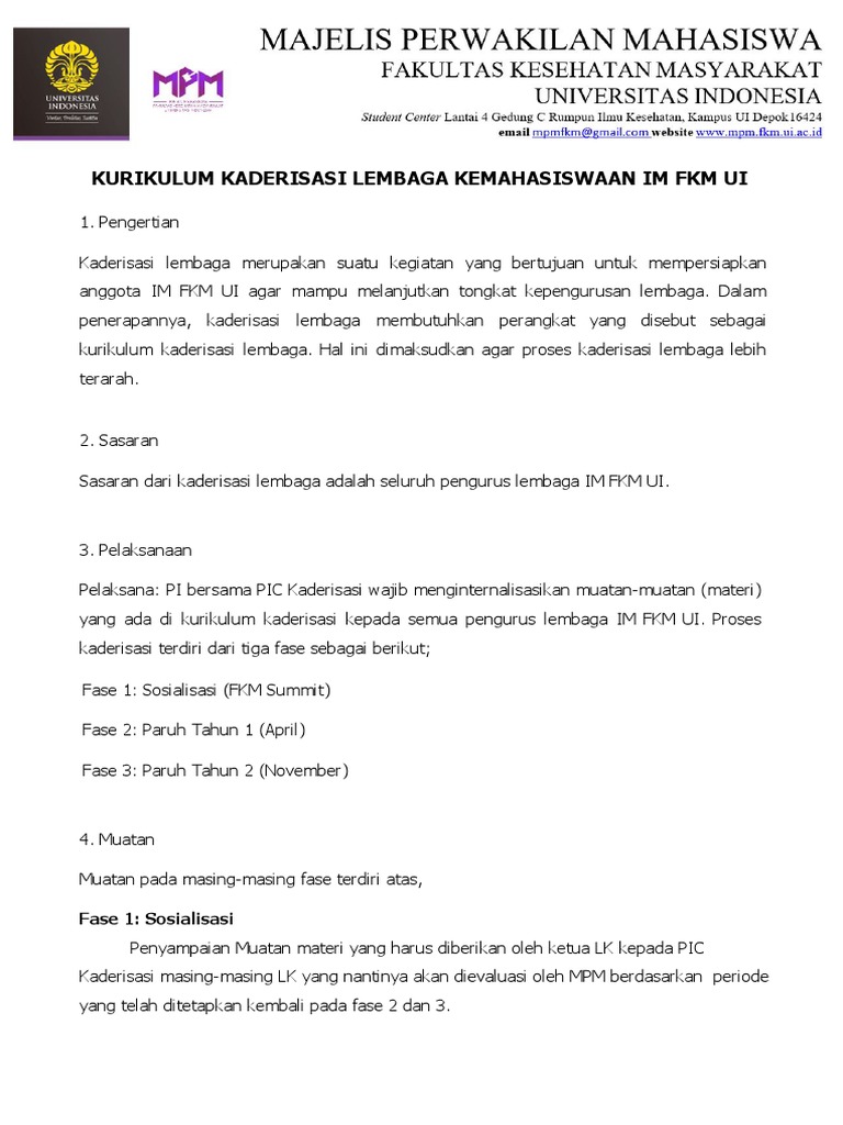 Draft Kurikulum Kaderisasi 2021 | PDF