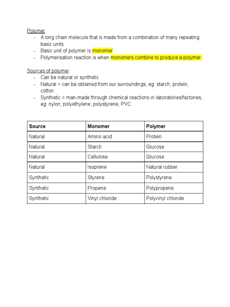 Form 5 KSSM Chapter 4 Polymer | PDF Form 5 KSSM Chapter 4 Polymer | PDF