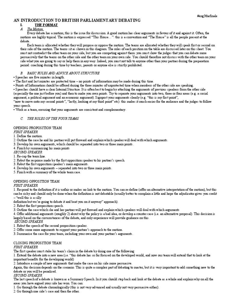 An Introduction To British Parliamentary Debating | PDF | Cognition
