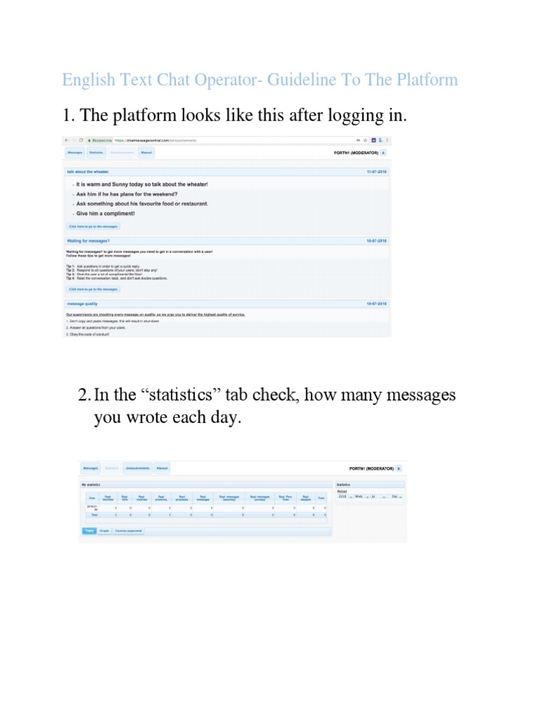 English Text Chat Operator - Guideline To The Platform | PDF