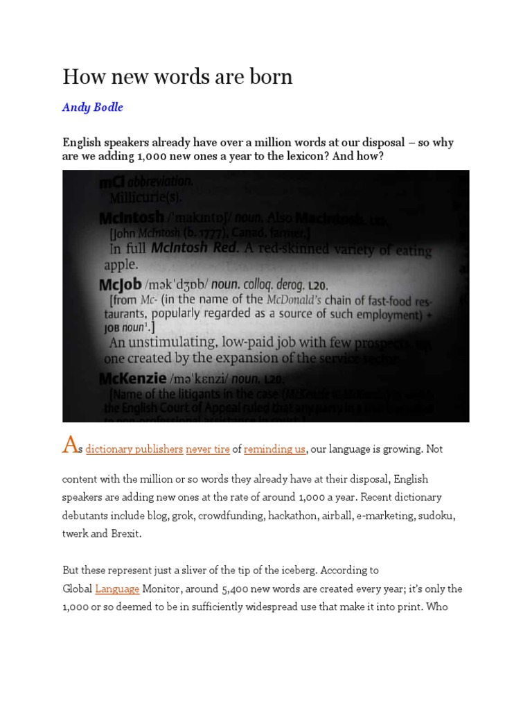 How New Words Are Born | PDF | Word | Noun