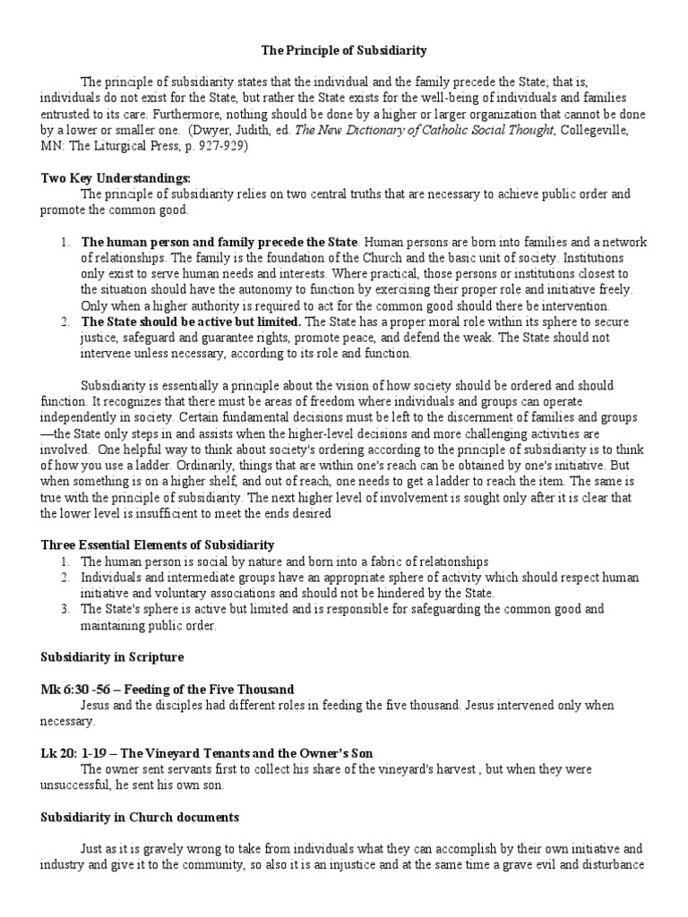 4.1. The Principle of Subsidiarity | PDF | Family | Family Planning