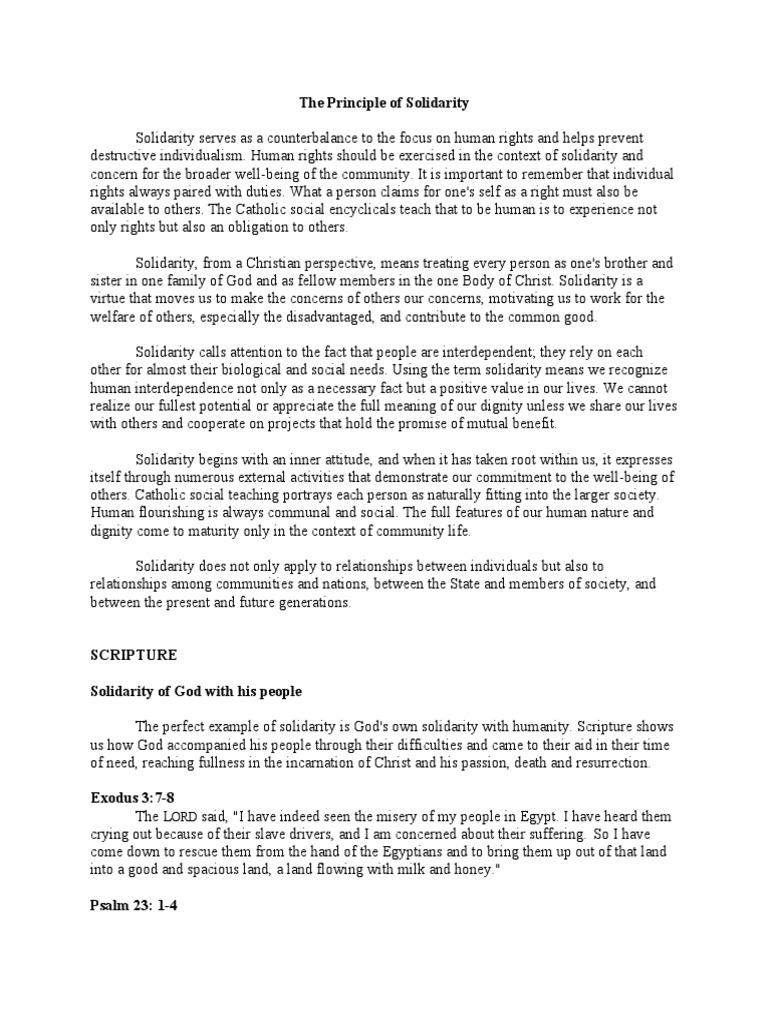 4.3. The Principle of Solidarity | PDF | Solidarity | Catholic Social ...