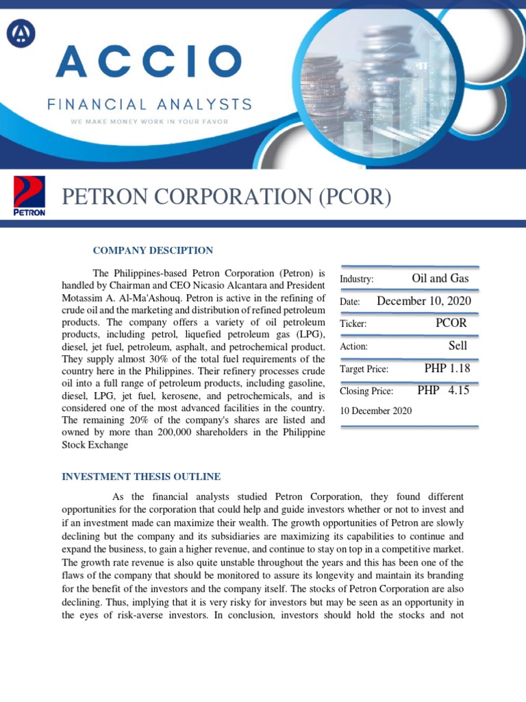 Petron Corporation (Pcor) : Company Desciption | PDF | Price–Earnings ...