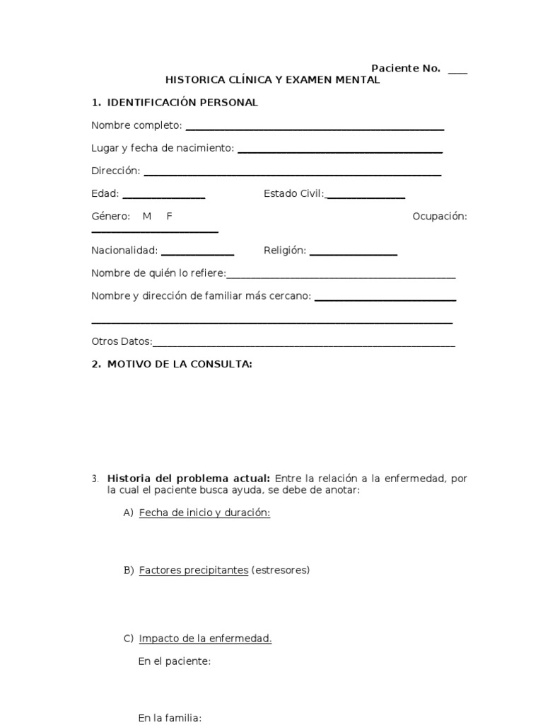 FICHA CLINICA PARA IMPRIMIR | Clínica | Cuidado de la salud