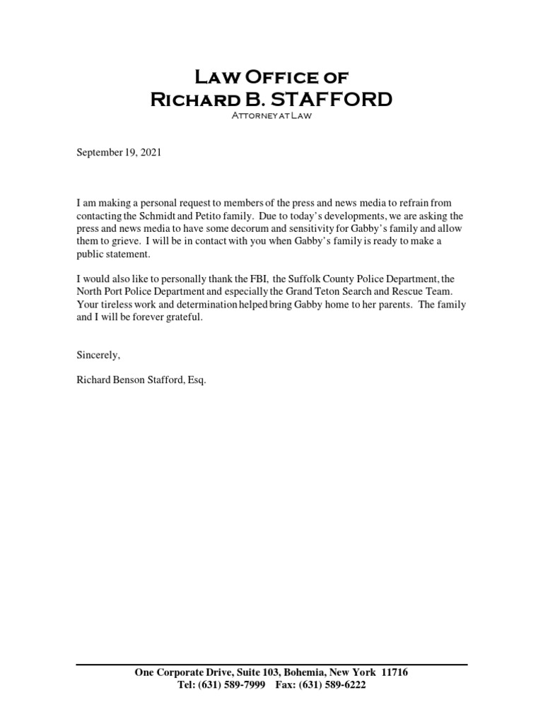 Letter To The Press 9.19.21 From Richard Stafford | PDF