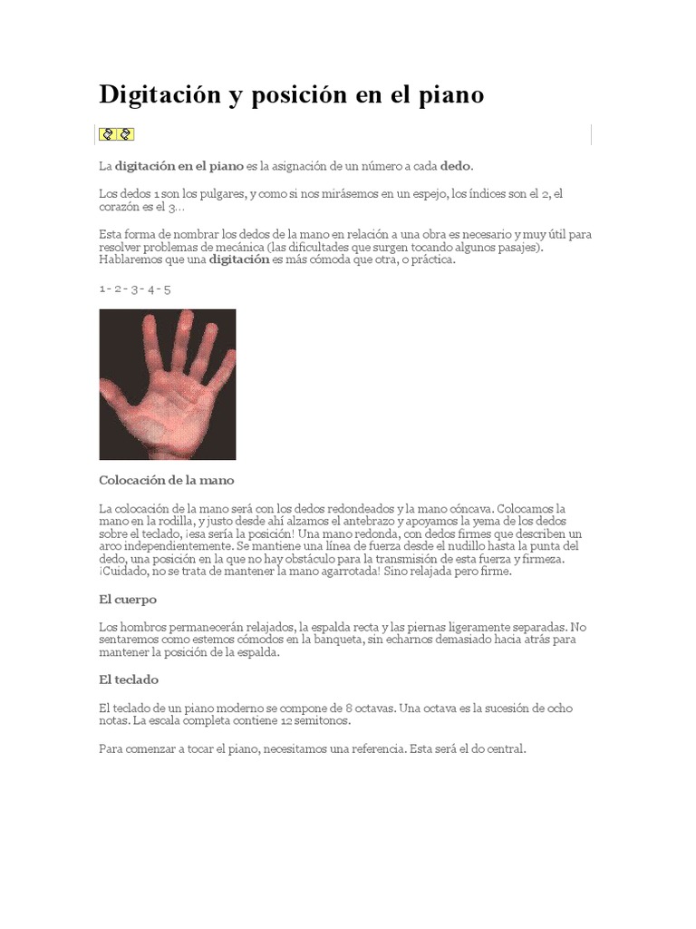 Digitación y Posición en El Piano | PDF