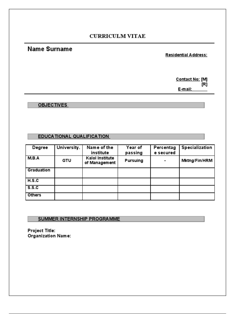 Student CV Template for Job Applications | PDF