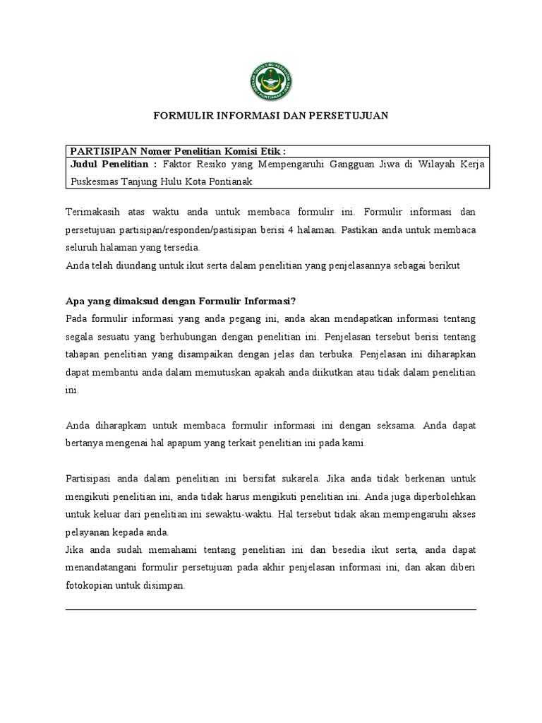 Inform Consent Penelitian | PDF