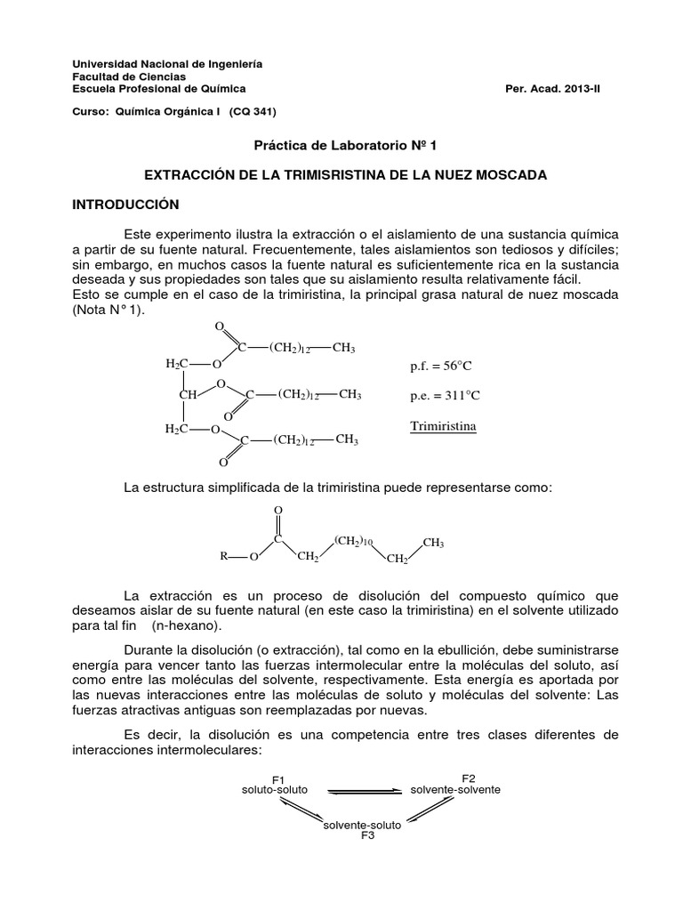 Pract. Ndeg 1 Extraccion de La Trimiristina de La Nuez Moscad | PDF ...
