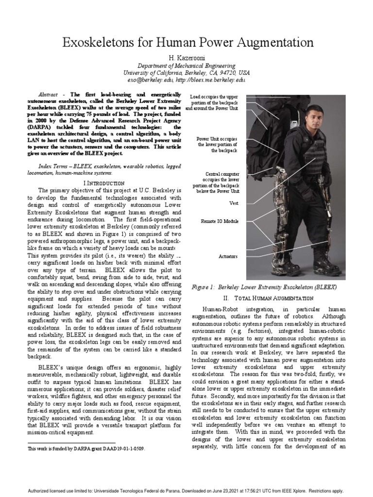 Exoskeletons For Human Power Augmentation | PDF | Digital To Analog ...