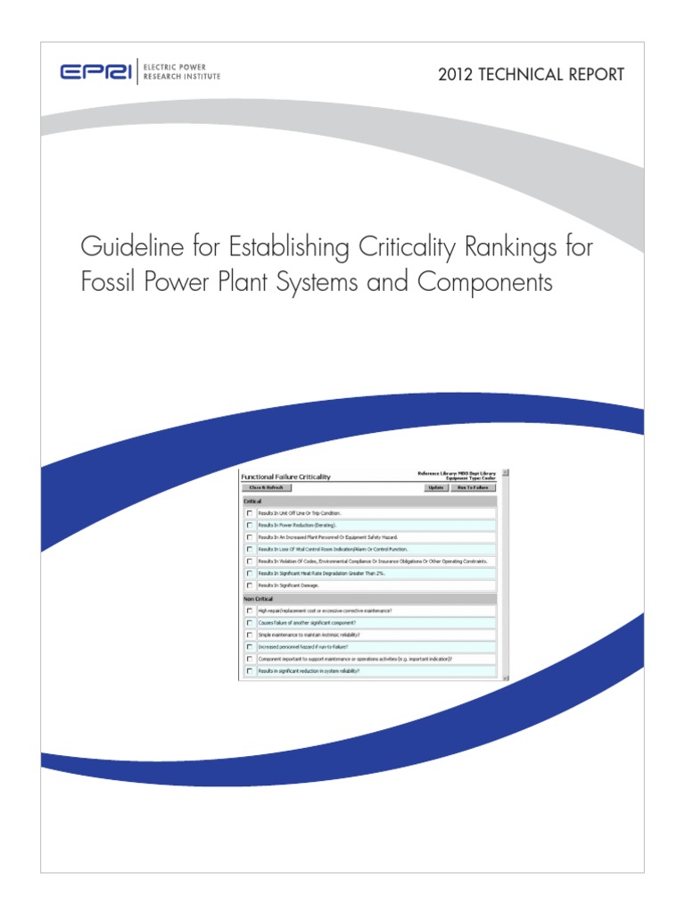 Guideline For Establishing Criticality Rankings For Fossil Power Plant ...