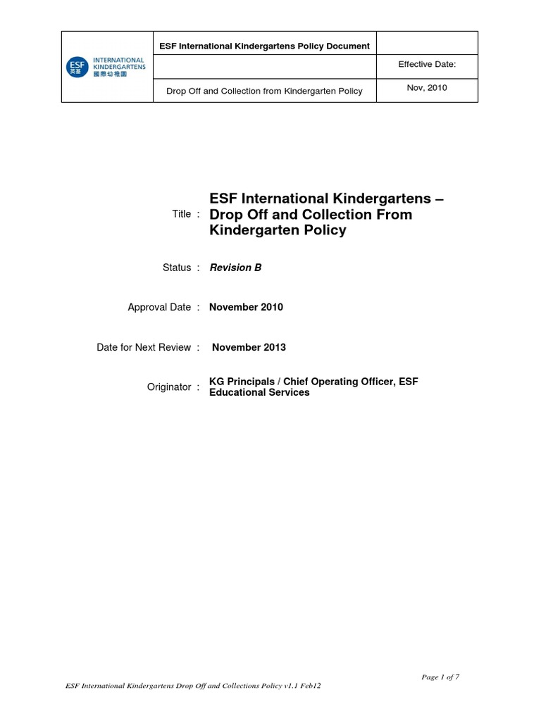 Pick Up and Drop Off Policy | PDF