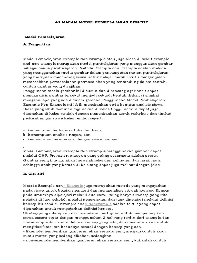40 Model Pembelajaran Efektif | PDF | Karier & Perkembangan | Seni