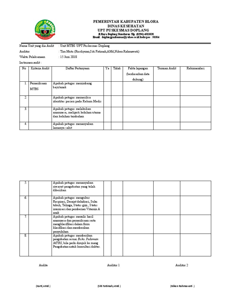 Instrumen Audit Mtbs | PDF | Sains & Matematika