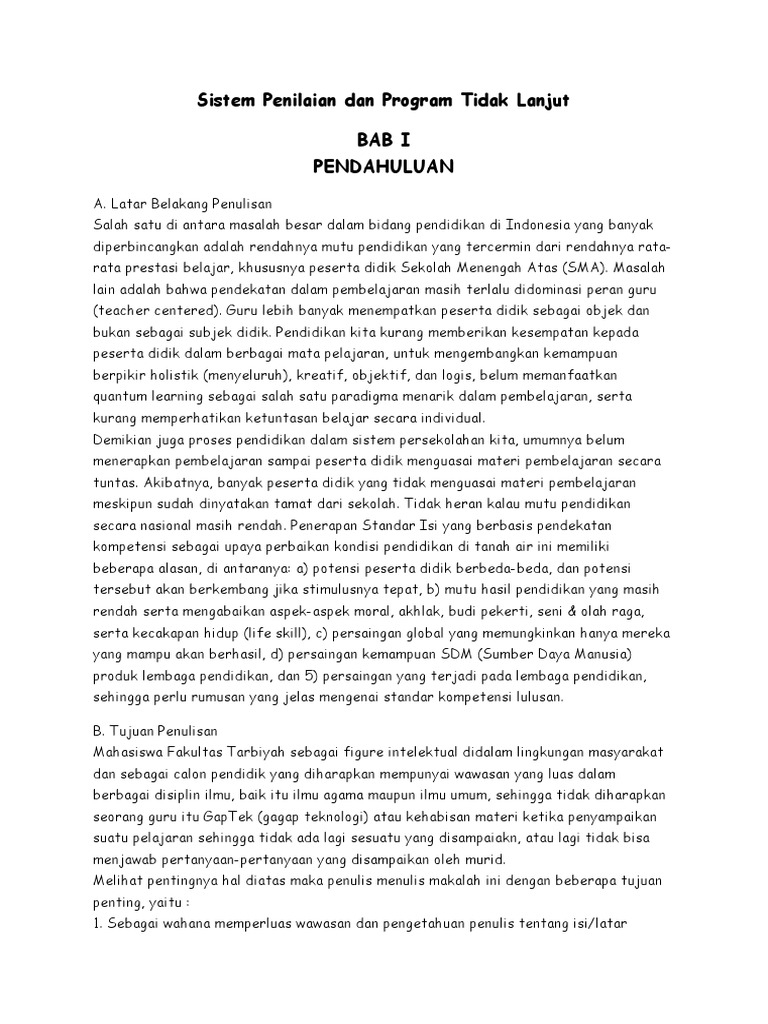 Sistem Penilaian Dan Program Tidak Lanjut | PDF | Karier & Perkembangan