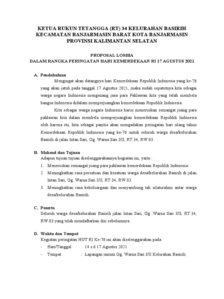 Proposal Lomba Rt.34 | PDF